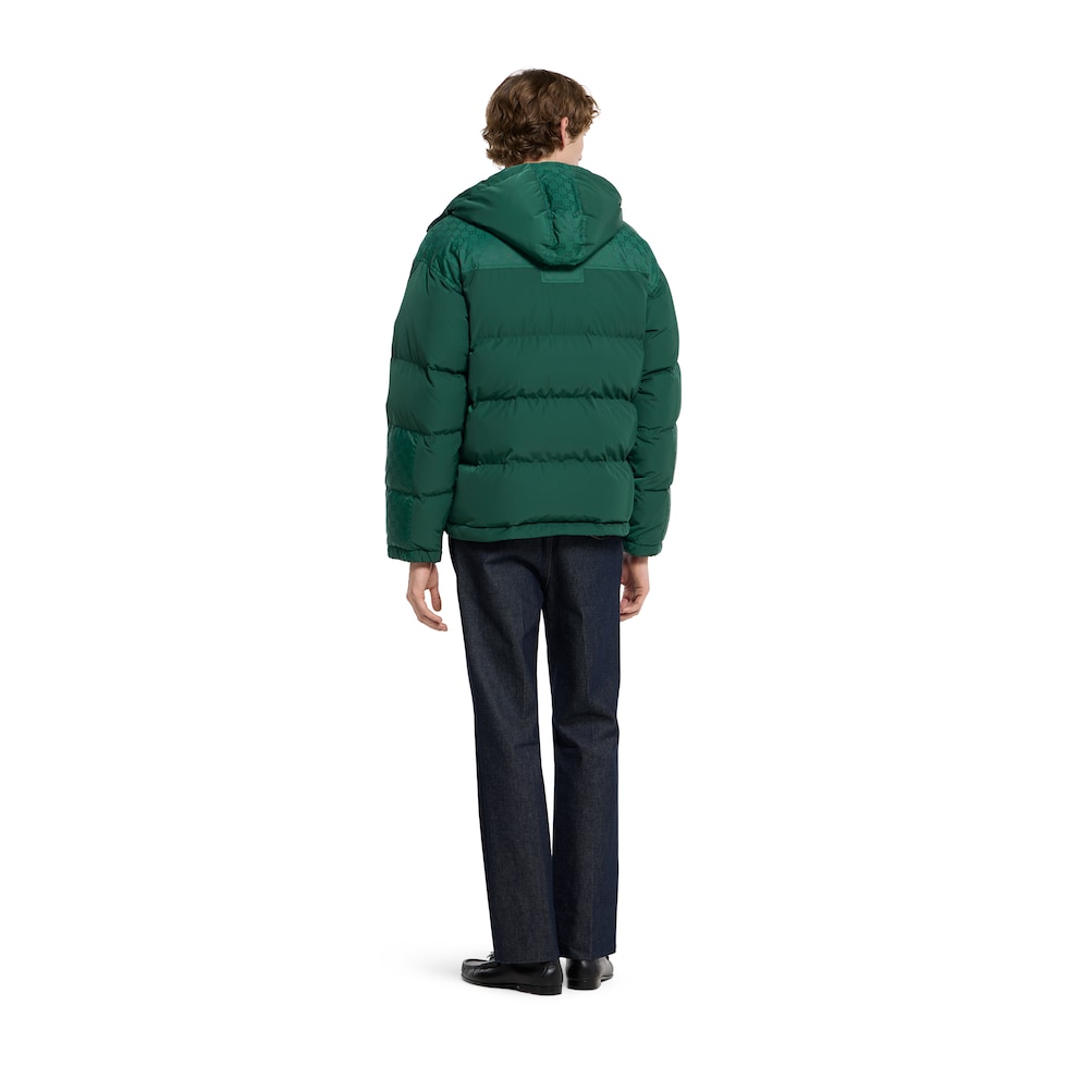 Giacca tecnica imbottita in twill di nylon in verde scuro | GUCCI® IT