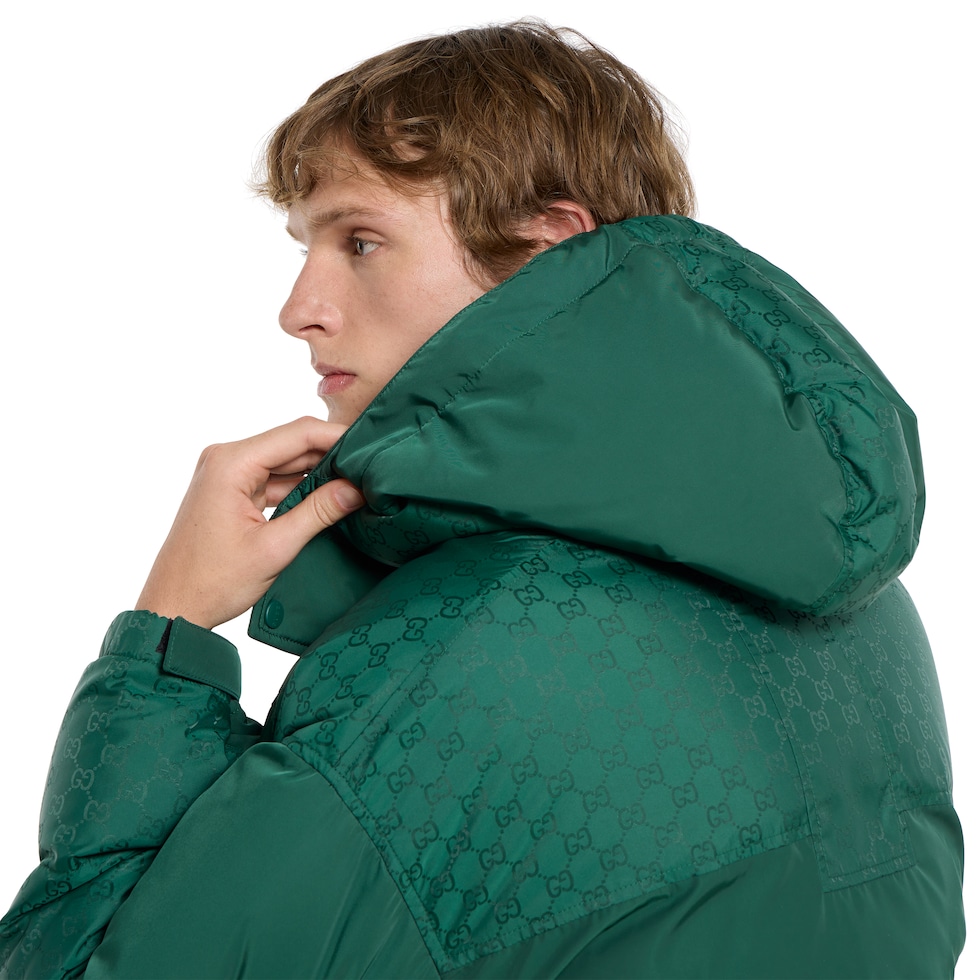 Giacca tecnica imbottita in twill di nylon in verde scuro | GUCCI® IT