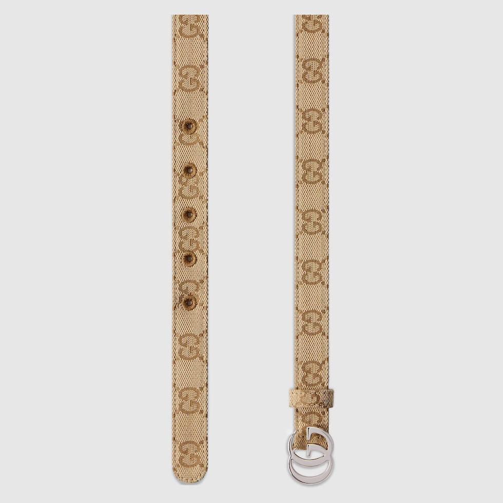 Cinturón delgado GG Marmont en lona GG arena | GUCCI® MX