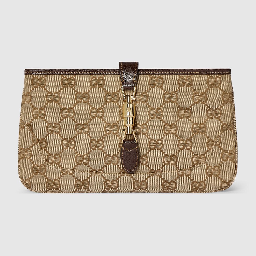 Gucci Jackie small pouch in sand and brown GG canvas | GUCCI® NL