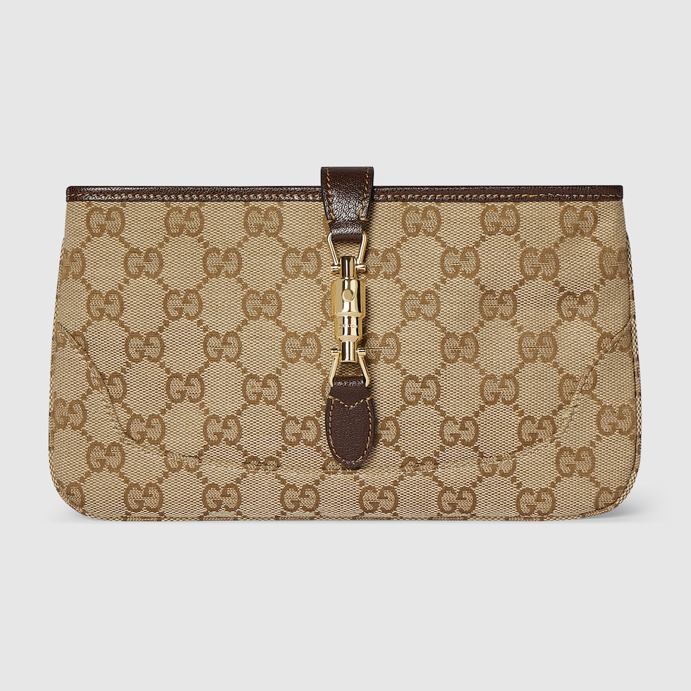 Pochette Gucci Jackie petit format en toile GG sable et marron | GUCCI® FR