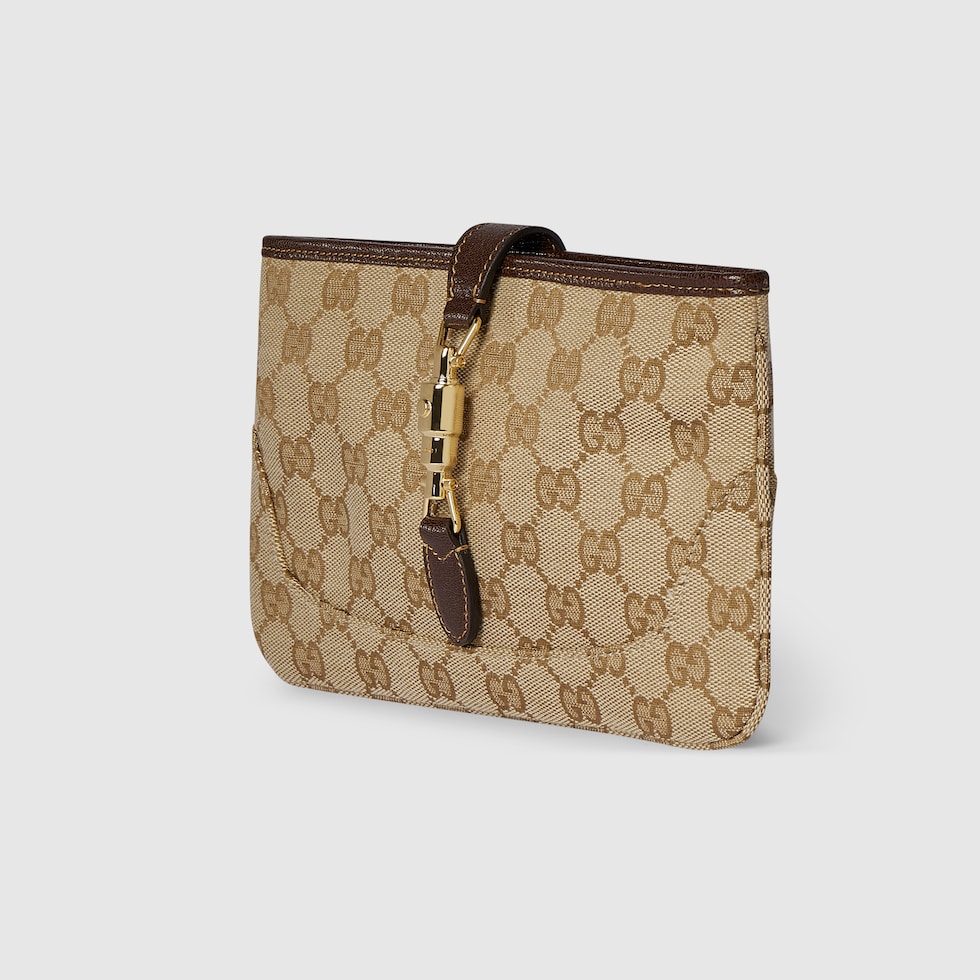 Gucci Jackie small pouch in sand and brown GG canvas | GUCCI® NL