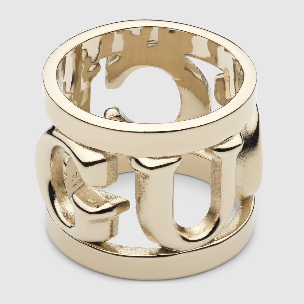 Gucci logo carré ring in gold-toned | GUCCI® US