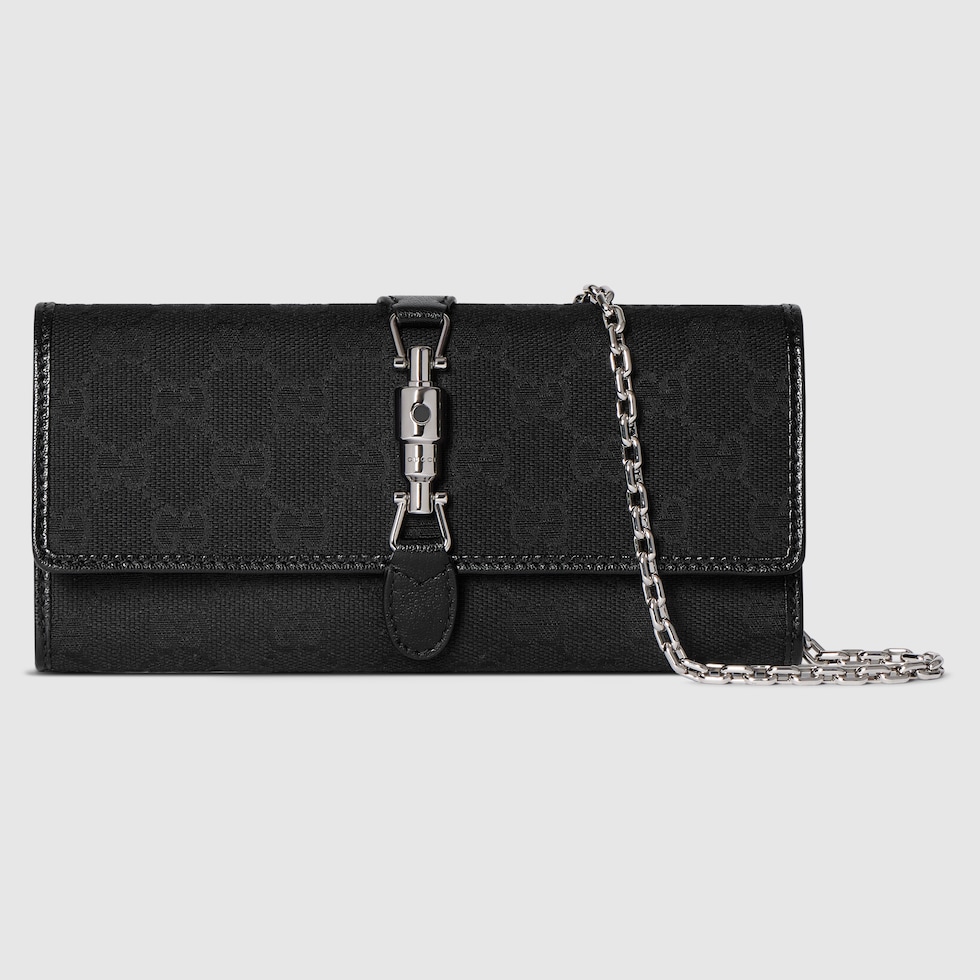 Gucci Jackie wallet on chain in black GG canvas | GUCCI® AU