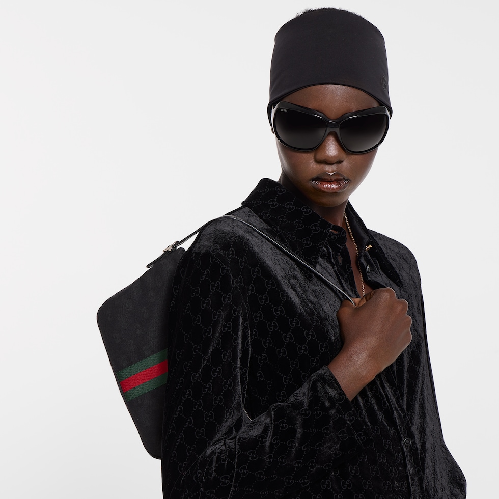 Lunetta small crossbody bag in black GG canvas | GUCCI® TH