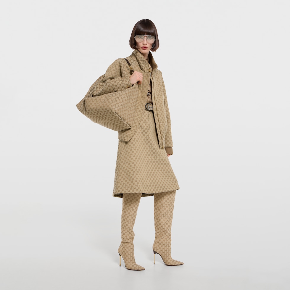 Brera large crossbody bag in sand and brown GG canvas | GUCCI® IE