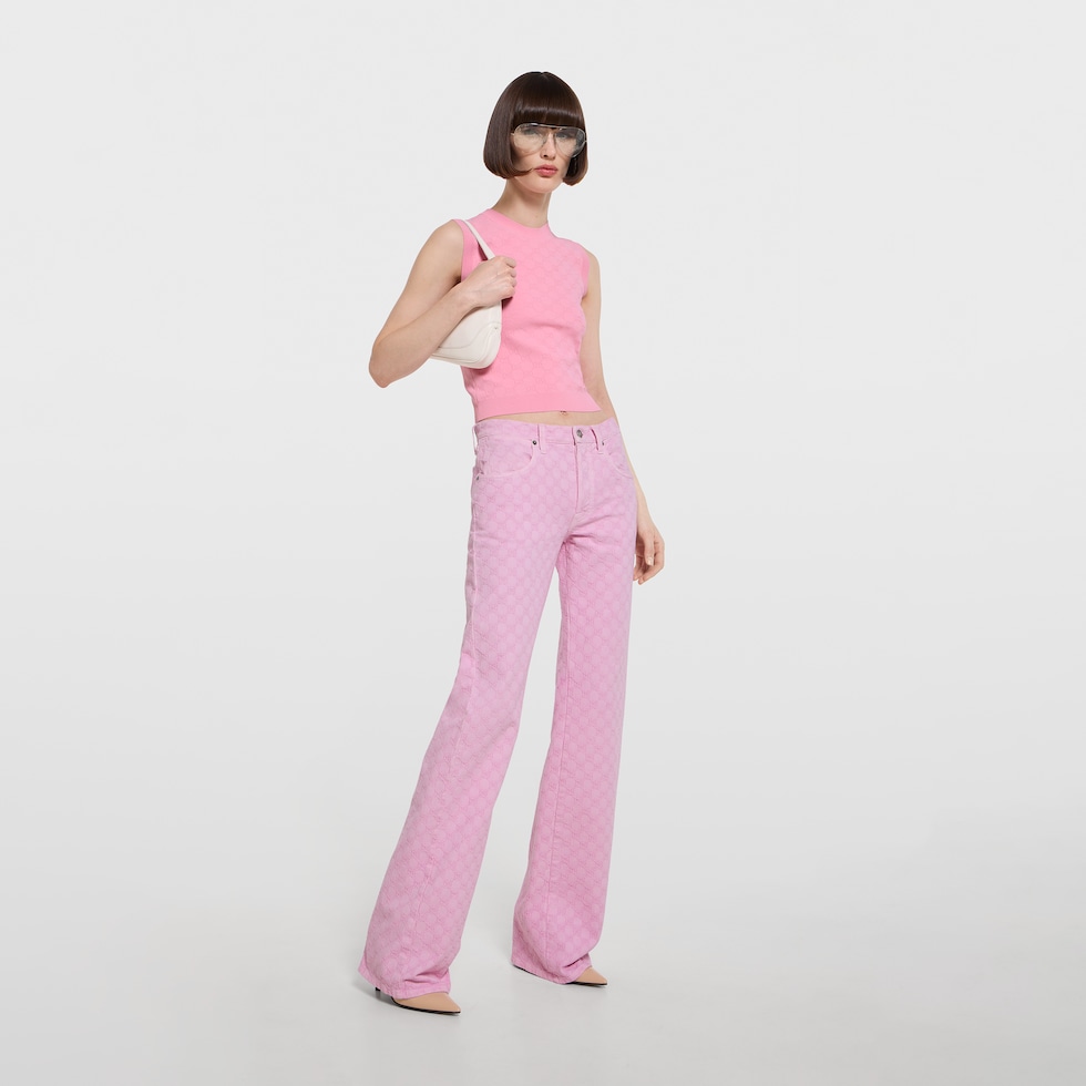GG fine fabric jacquard vest in light pink | GUCCI® SG