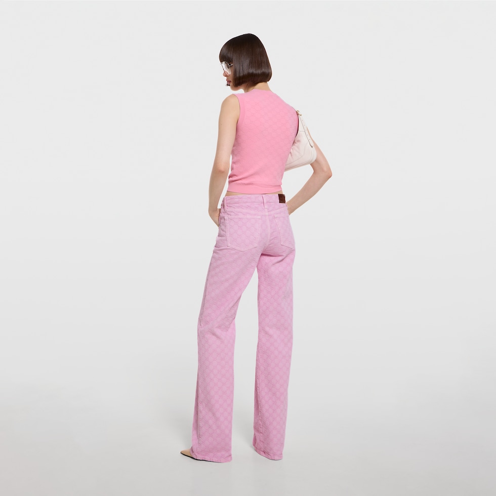 GG fine fabric jacquard vest in light pink | GUCCI® SG