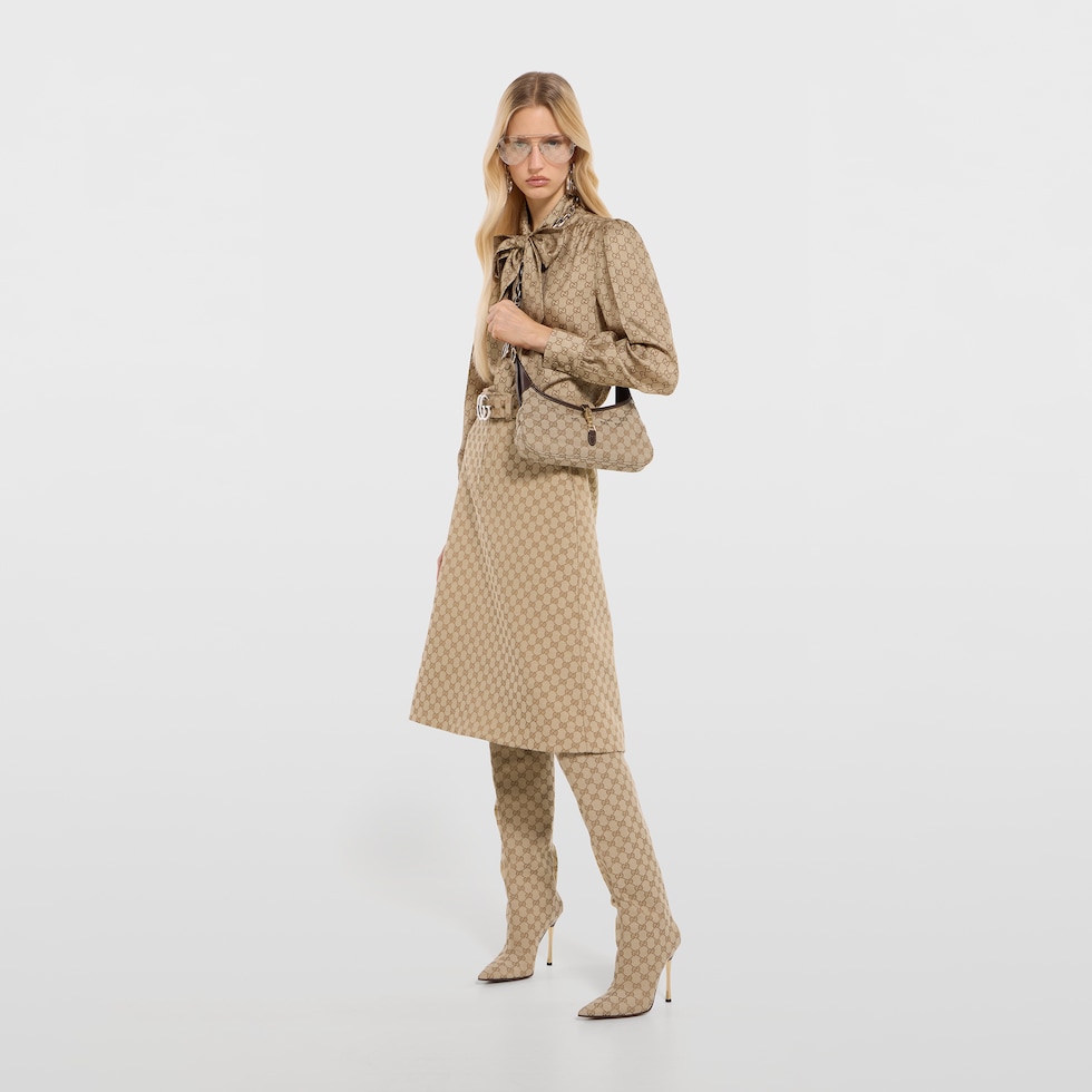 Jackie Slim small shoulder bag in sand and brown GG canvas | GUCCI® CH