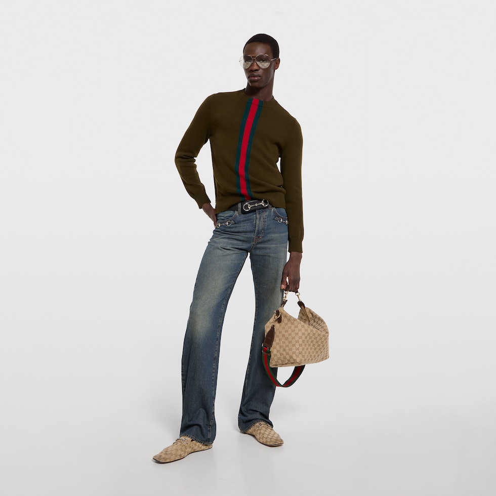 Brera medium crossbody bag in sand and brown GG canvas | GUCCI® TH