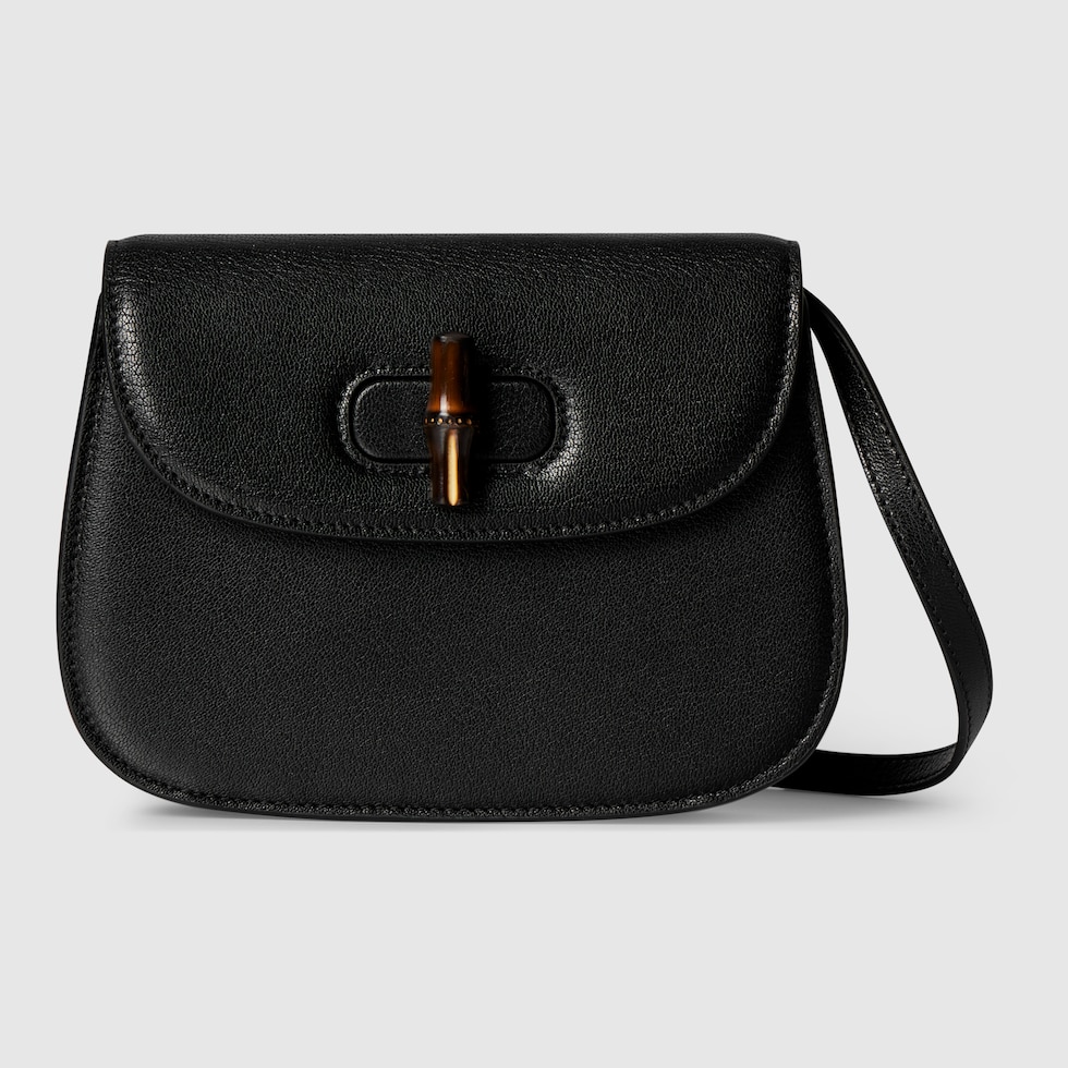 Bamboo mini bag in black leather | GUCCI® RO