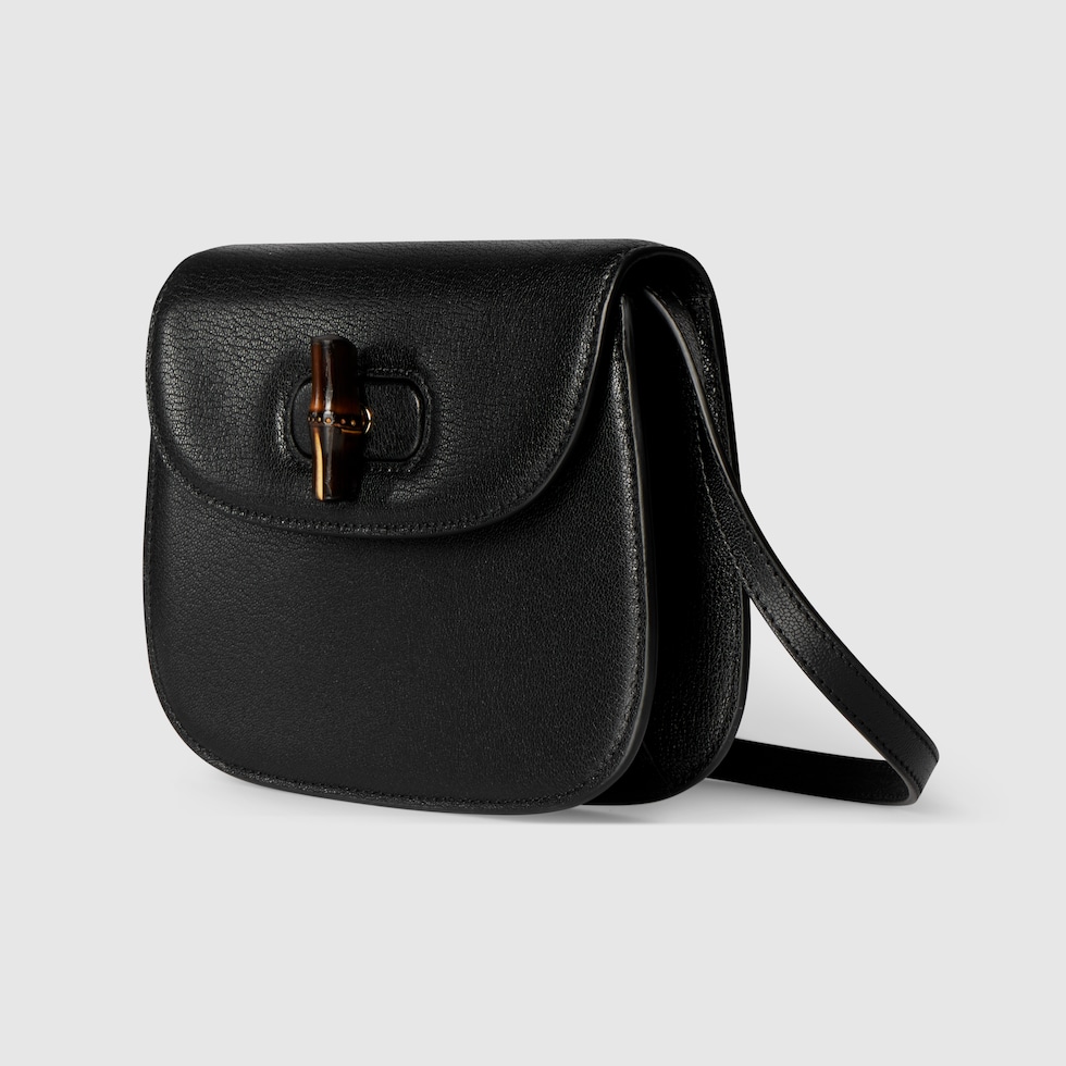 Bamboo mini bag in black leather | GUCCI® RO