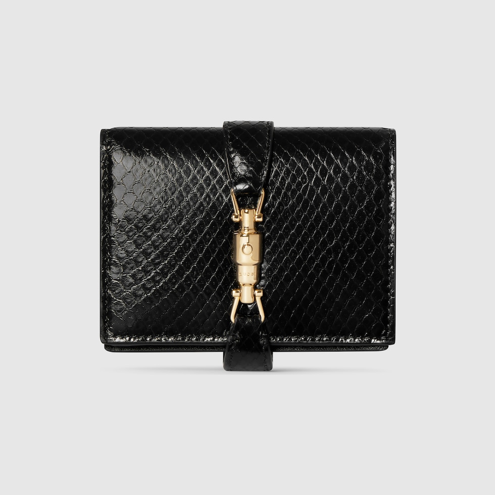 Kleine Gucci Jackie Brieftasche aus Pythonleder in schwarz | GUCCI® DE