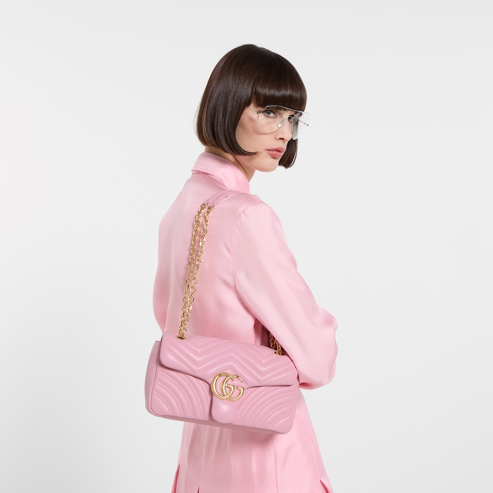 GG Marmont medium shoulder bag in light pink leather | GUCCI® US