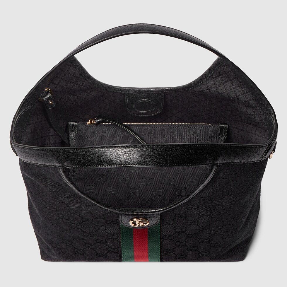 Gucci Giglio small tote bag in black GG canvas | GUCCI® US