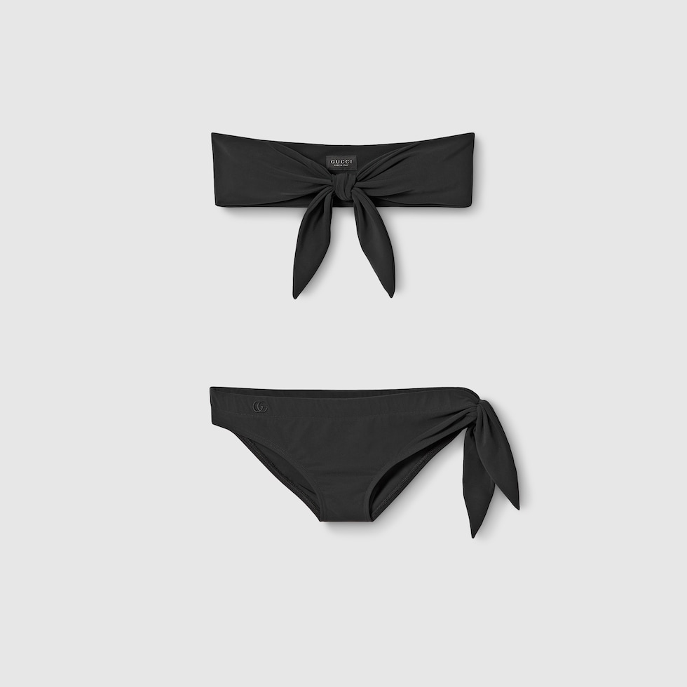 Sparkling jersey bikini with embroidery in black | GUCCI® US