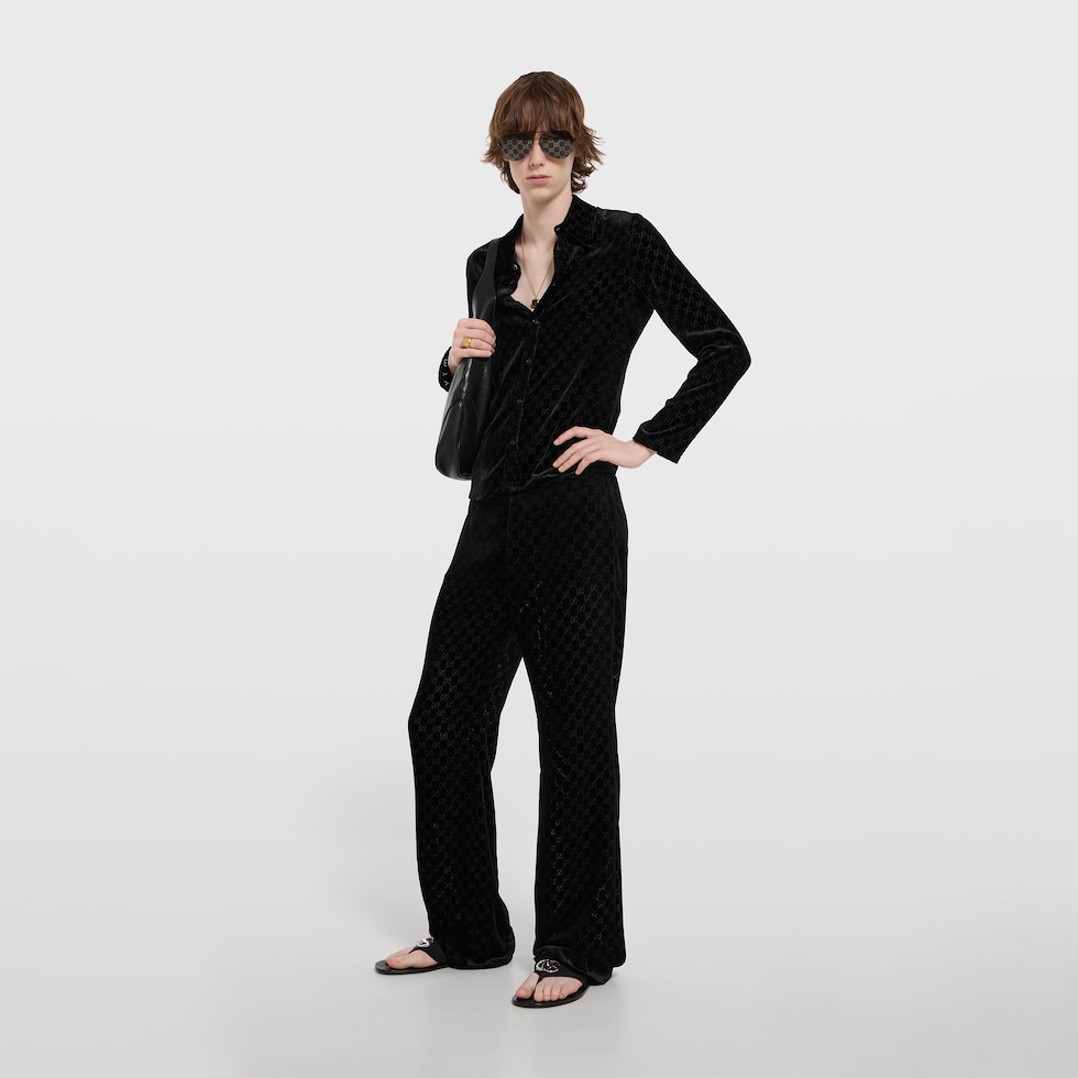 Men's Riviera thong sandal in black elastic strap | GUCCI® SG