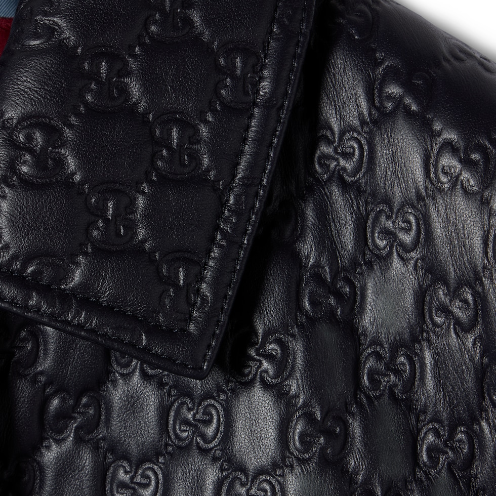 Embossed GG leather jacket in black | GUCCI® ZA