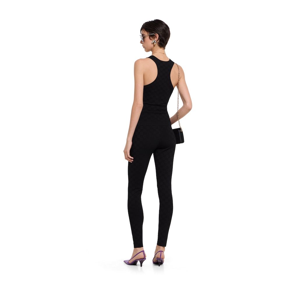 Elastic GG jacquard tank top in black | GUCCI® AU