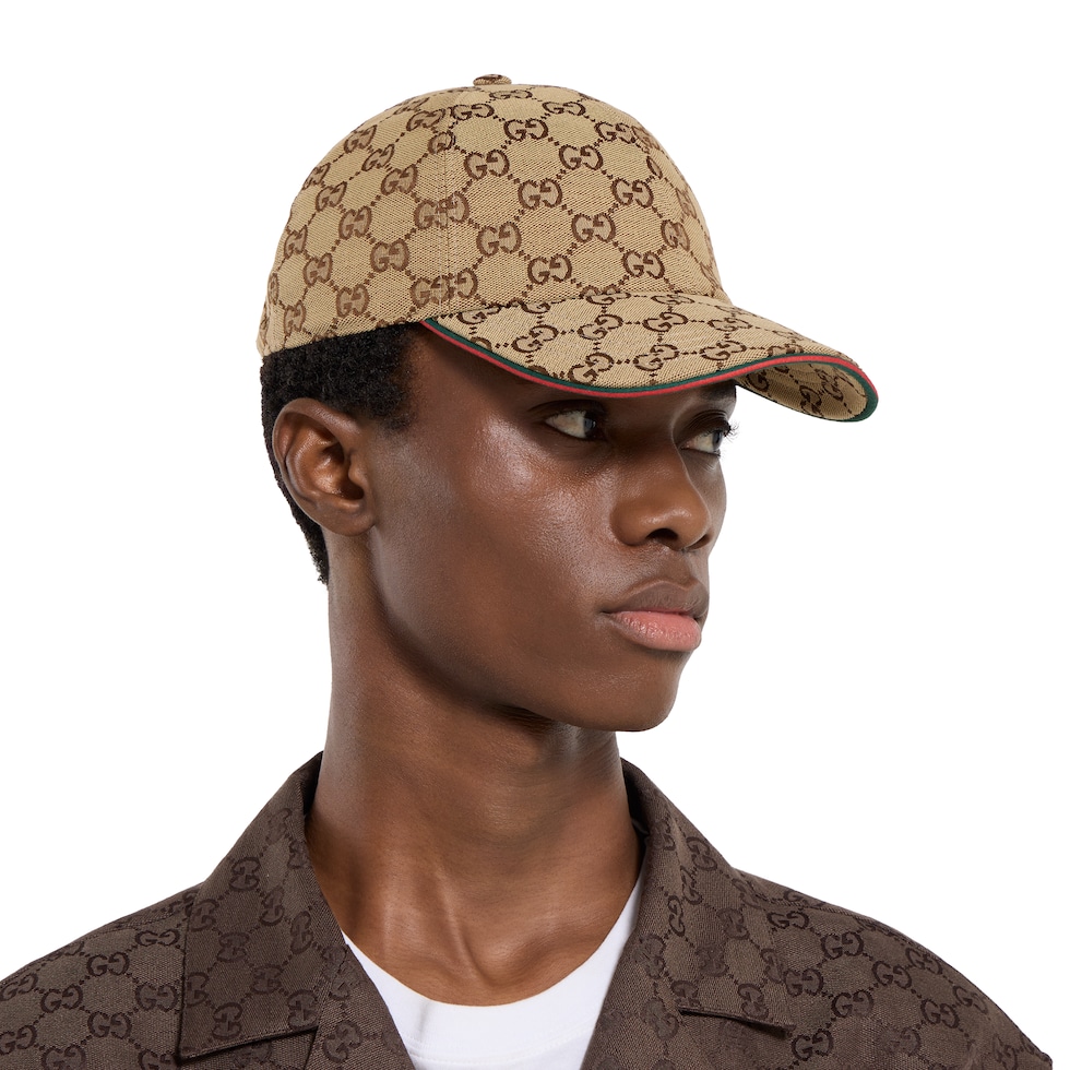 GG canvas baseball cap in beige and dark brown | GUCCI® SG
