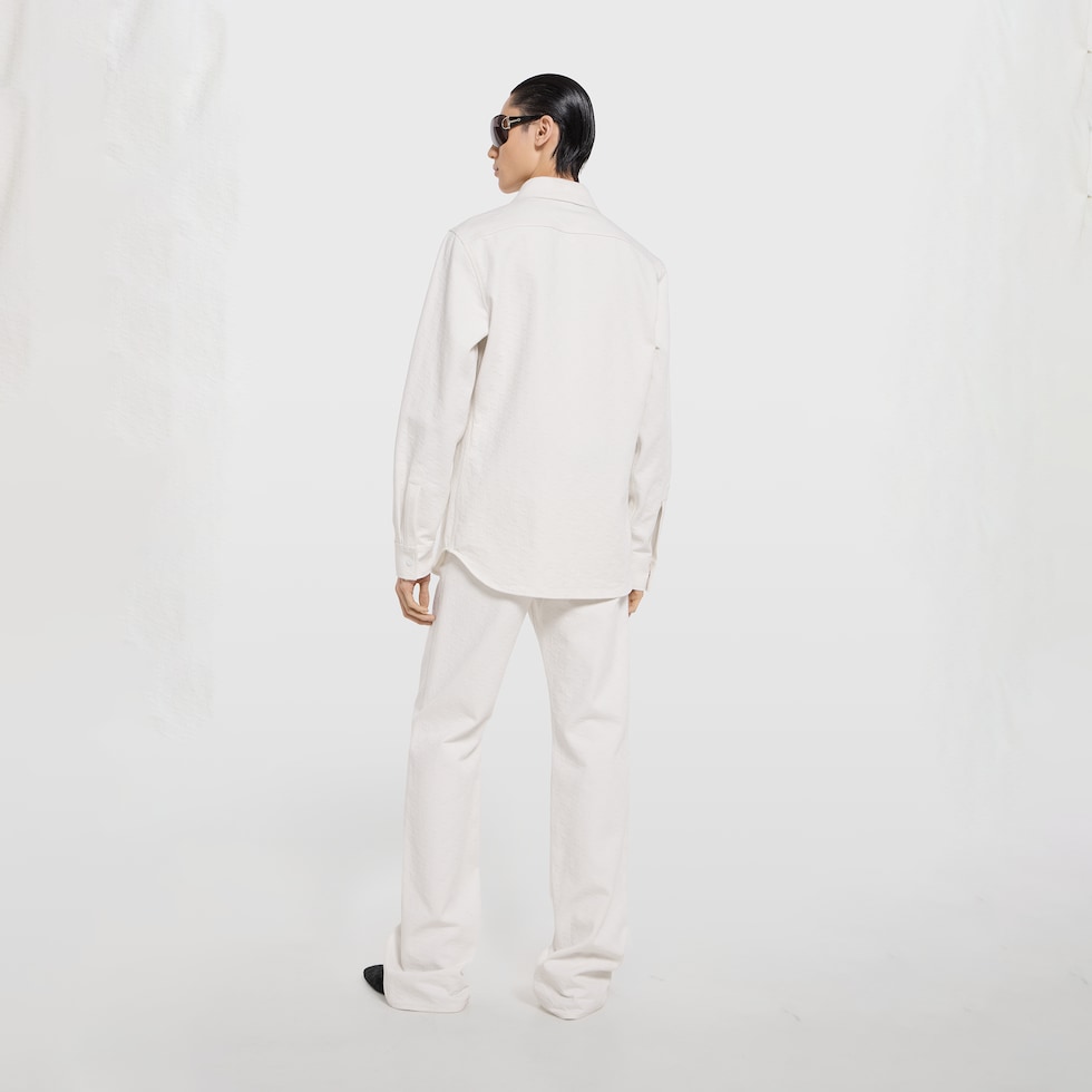 GG cotton denim jacquard pants in white | GUCCI® SA