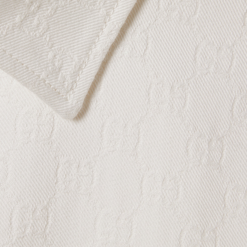 GG cotton denim jacquard shirt in white | GUCCI® SA