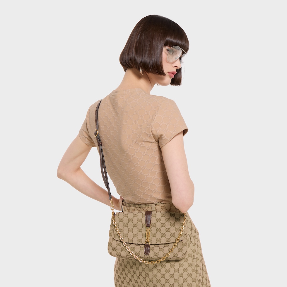 Mittelgroße Gucci Aperitivo Schultertasche in sandfarbener und brauner ...
