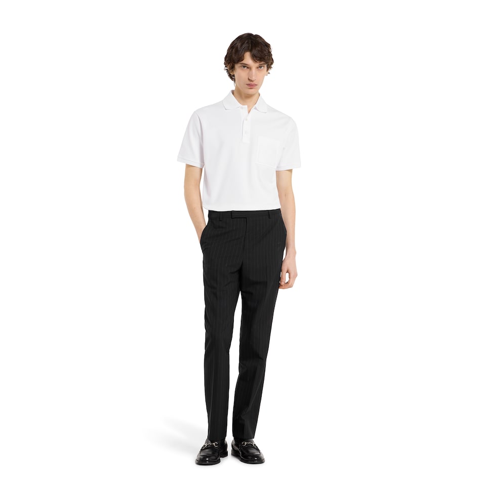 Cotton piquet polo shirt with embroidery in white | GUCCI® SG