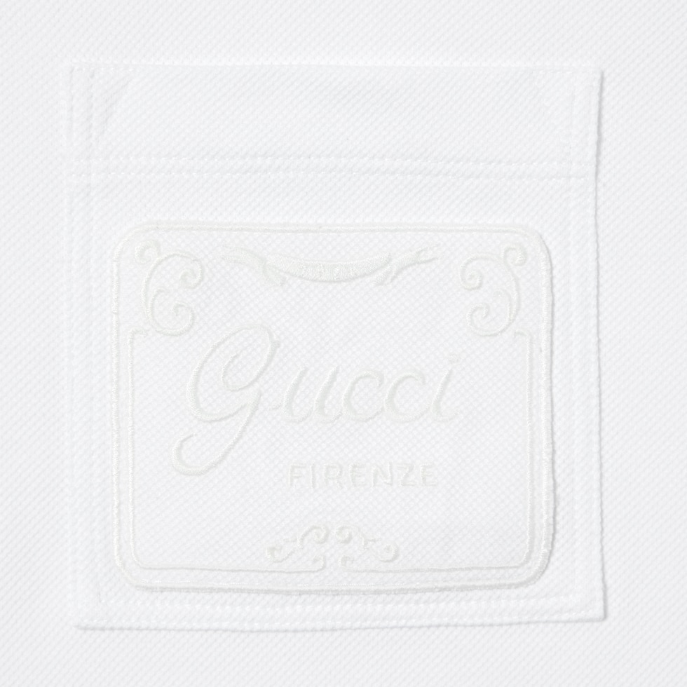 Cotton piquet polo shirt with embroidery in white | GUCCI® SG