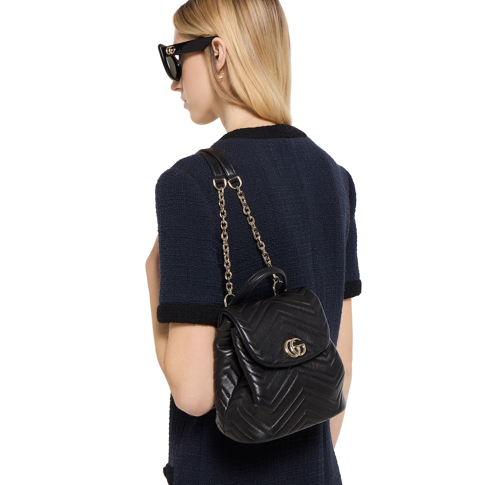 GG Marmont mini backpack in black leather | GUCCI® IE