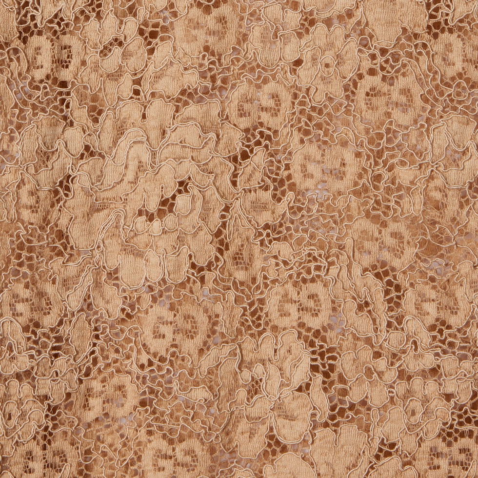 GG flower stretch lace dress in camel | GUCCI® SG