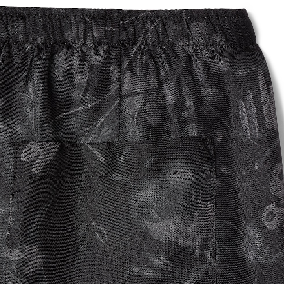 Printed silk twill pants in black and grey | GUCCI® US