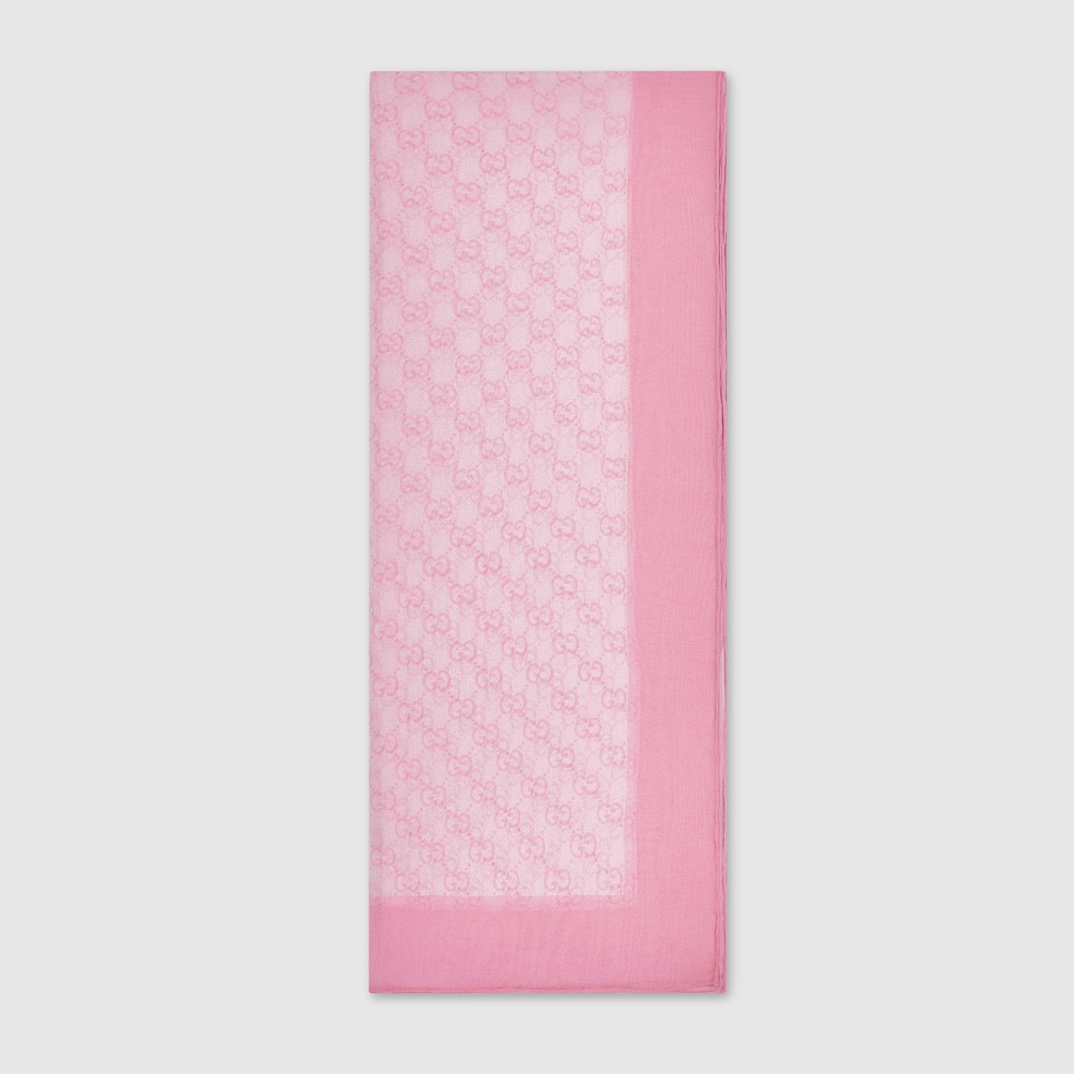 Printed silk chiffon stole in light pink | GUCCI® US