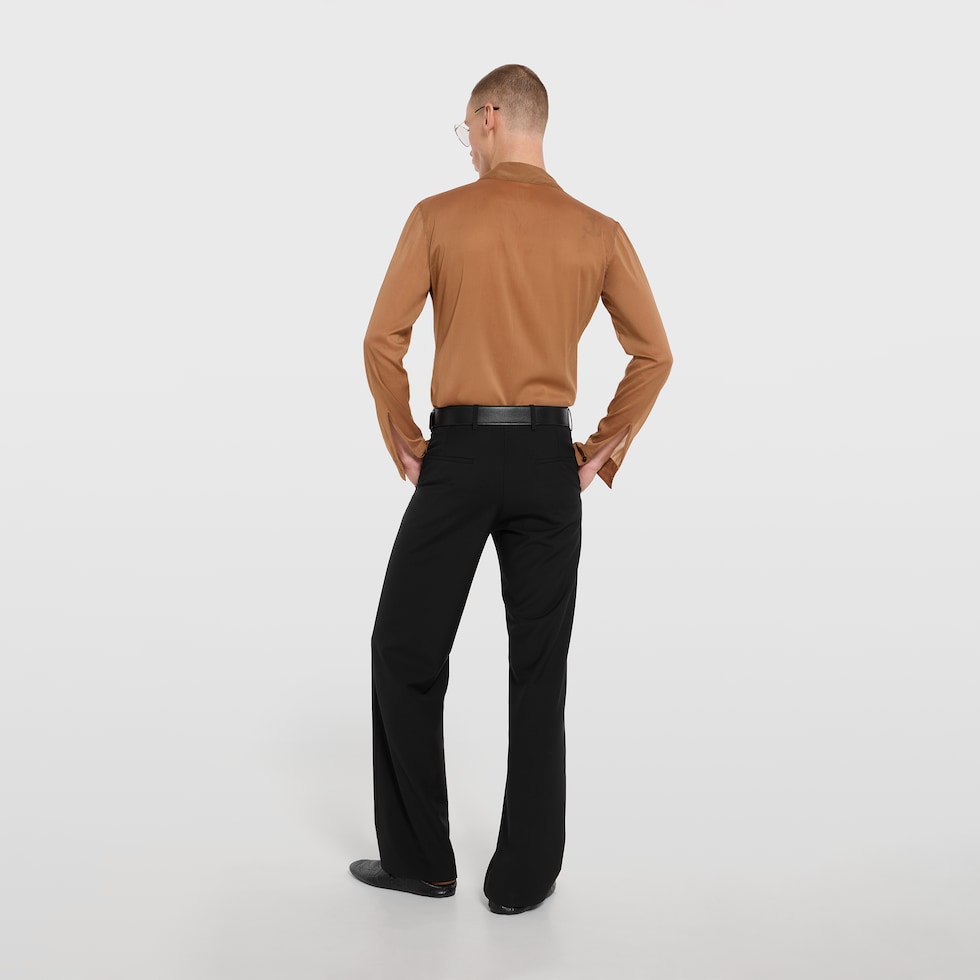 Silk stretch chiffon shirt in light brown | GUCCI® AE