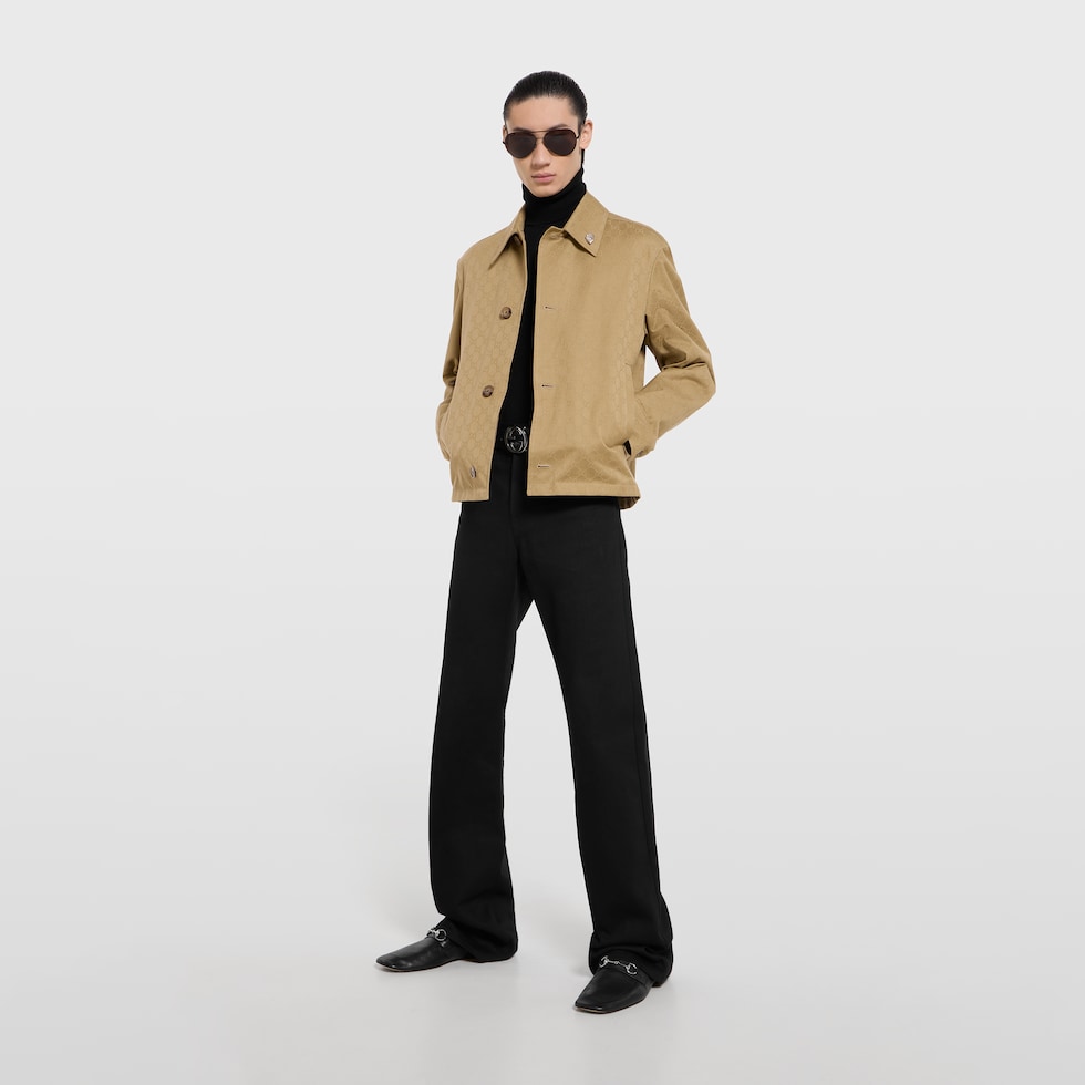 GG cotton gabardine jacket in beige | GUCCI® SG