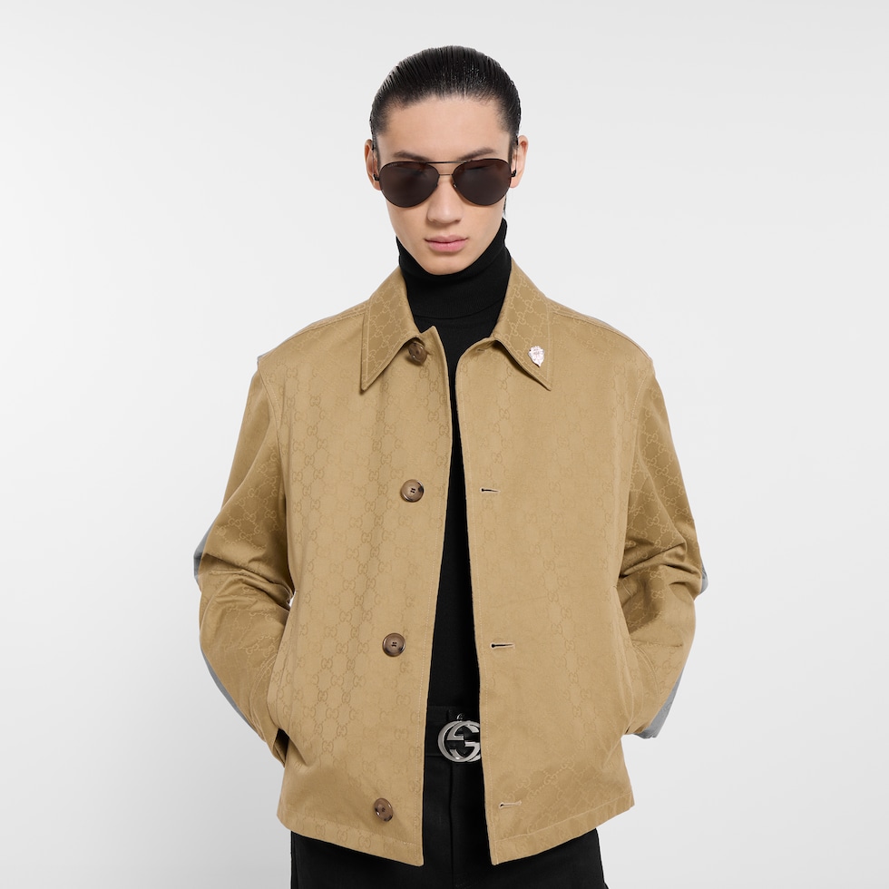 GG cotton gabardine jacket in beige | GUCCI® CA