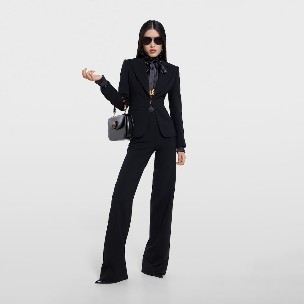 Gucci Bamboo 1947 medium bag in black leather | GUCCI® RO