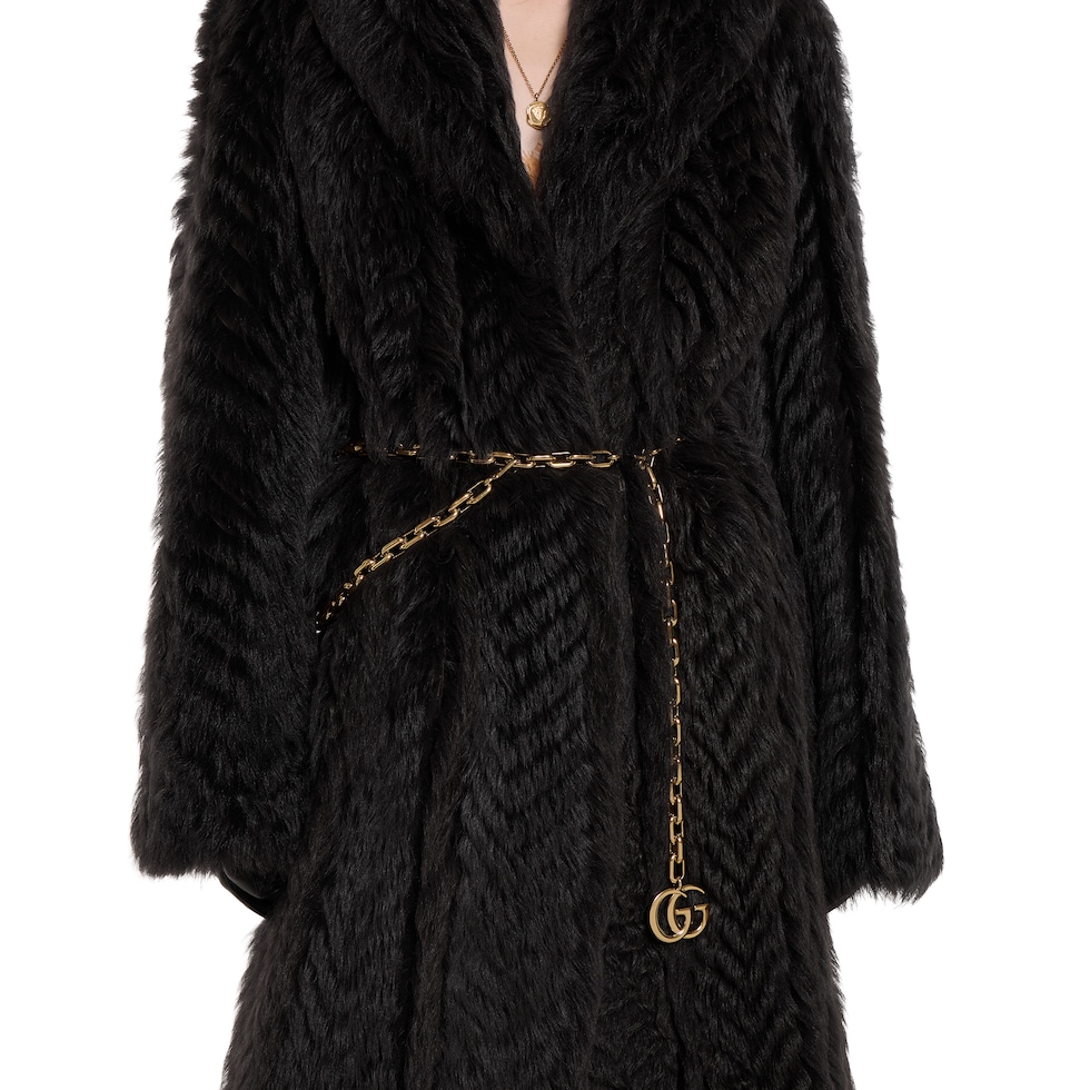 Double chain belt with charm in gold-toned brass | GUCCI® SG