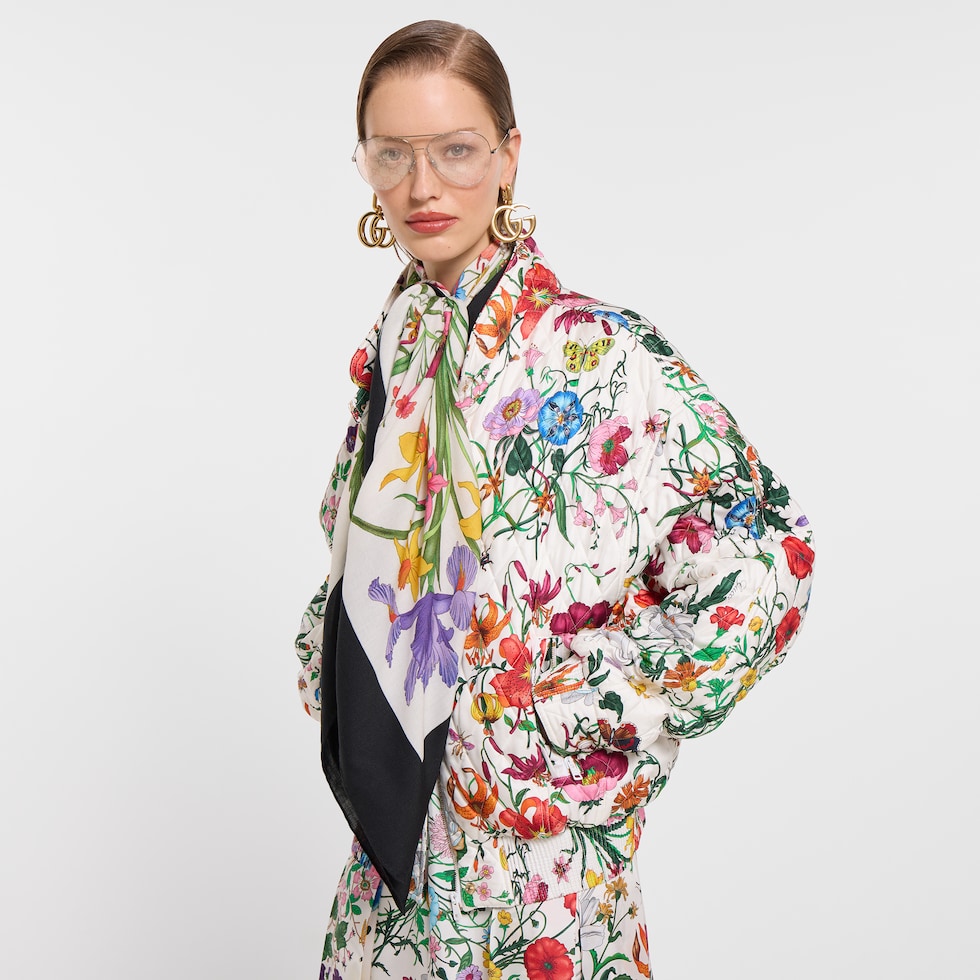 Scialle in lana e seta stampata in multicolore | GUCCI® IT