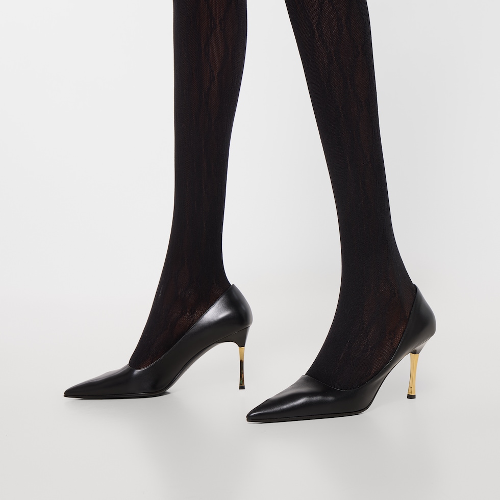 Women's Bombshell pump in black leather | GUCCI® RO