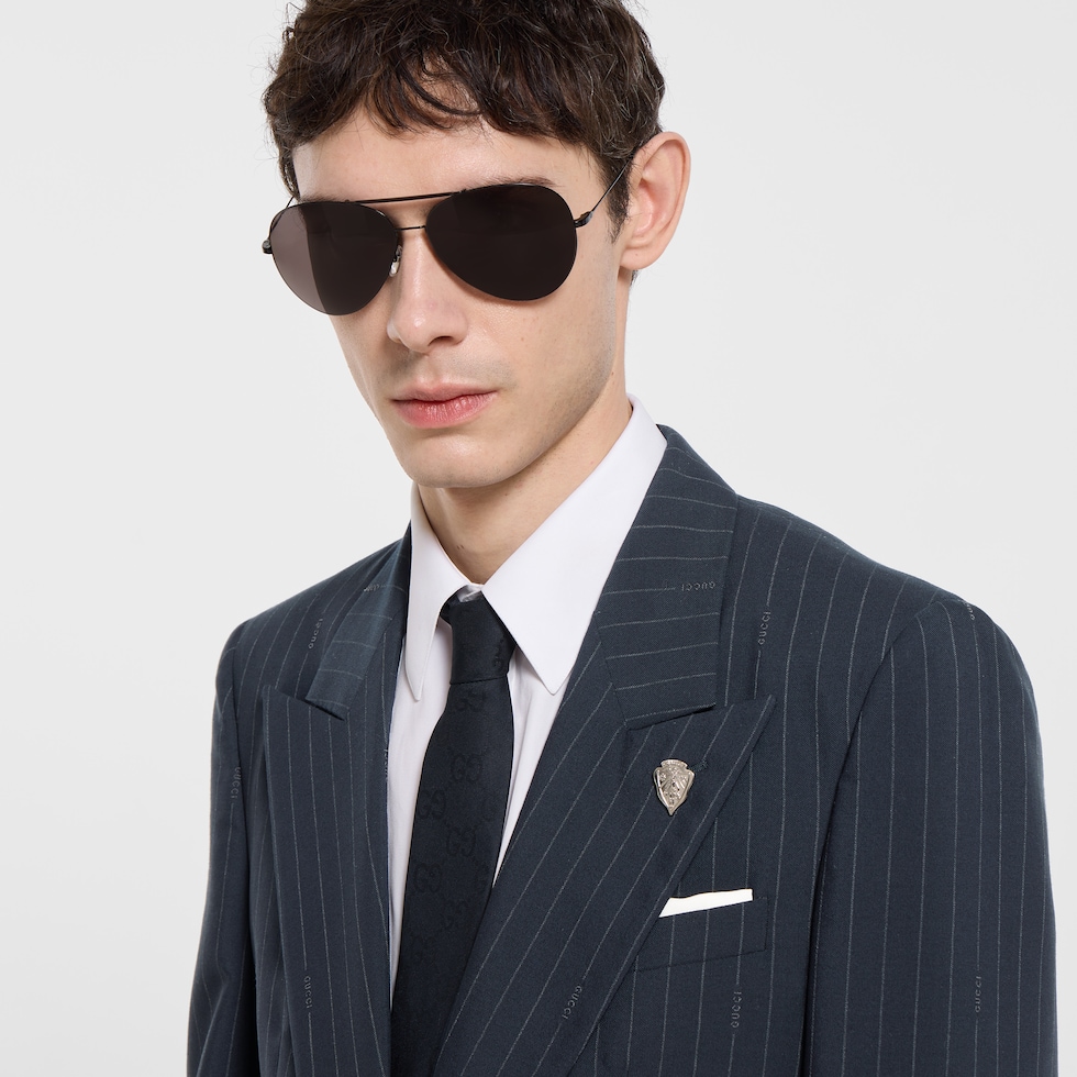 Chaqueta de lana con raya diplomática Gucci en azul oscuro y gris ...