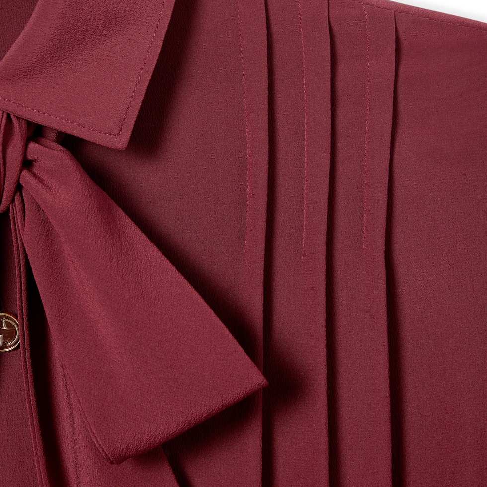 Silk crêpe de chine dress in bordeaux | GUCCI® SG