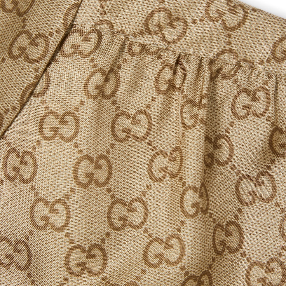 Printed silk twill shirt in sand | GUCCI® ZA
