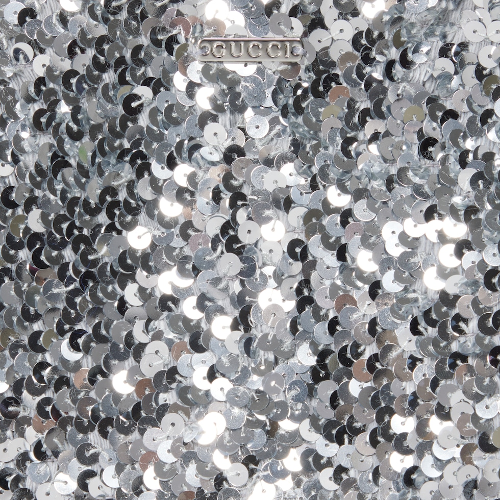 Embroidered sequin elastic fabric dress in silver | GUCCI® US