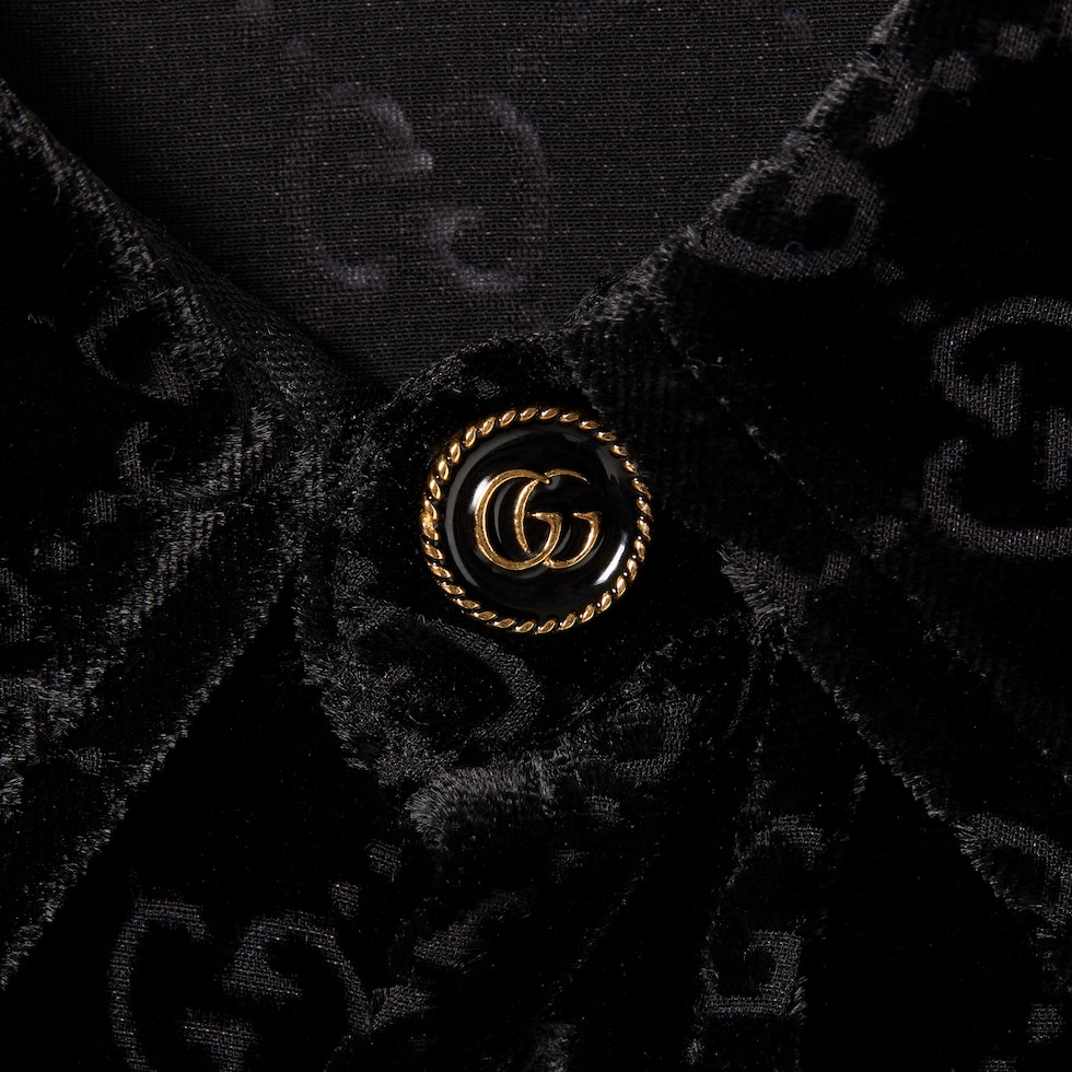 Stretch GG velvet devoré shirt in black | GUCCI® AU