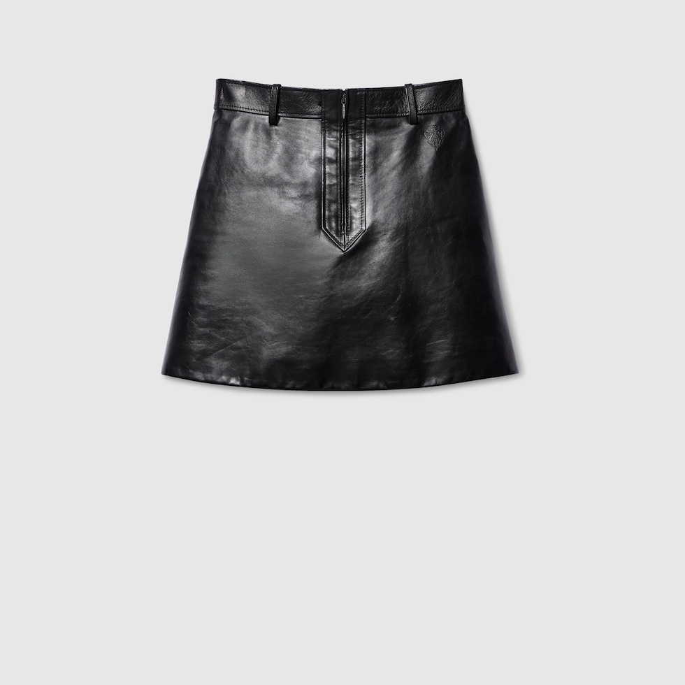 Leather mini skirt in black | GUCCI® TR