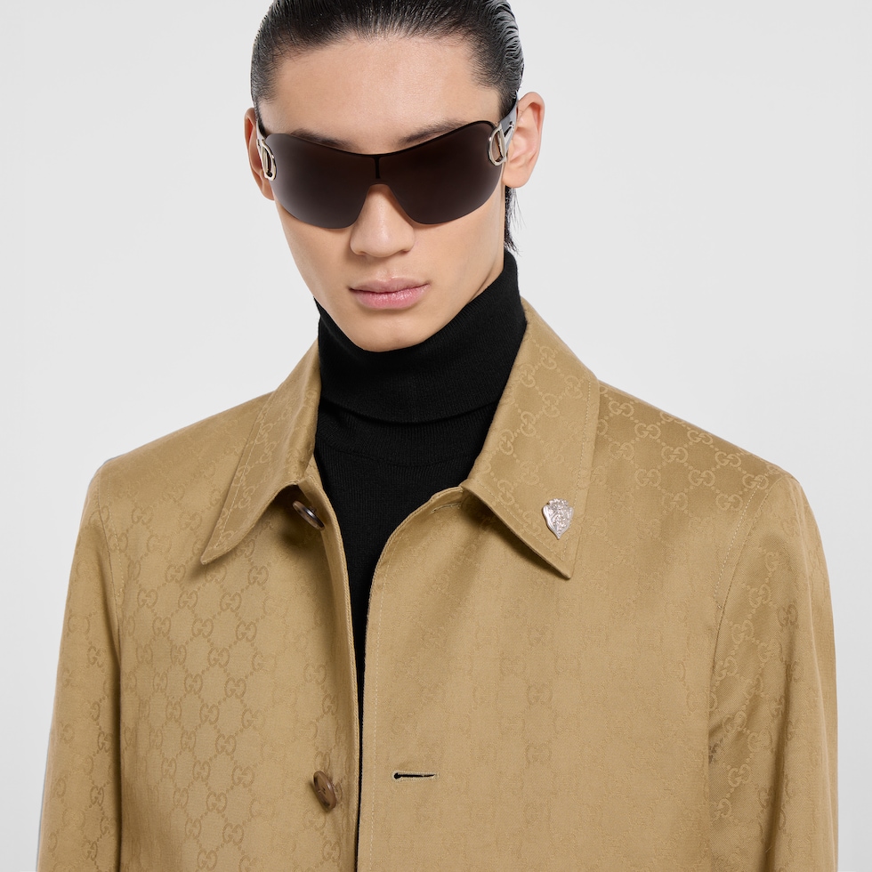 GG cotton gabardine coat in beige | GUCCI® SG