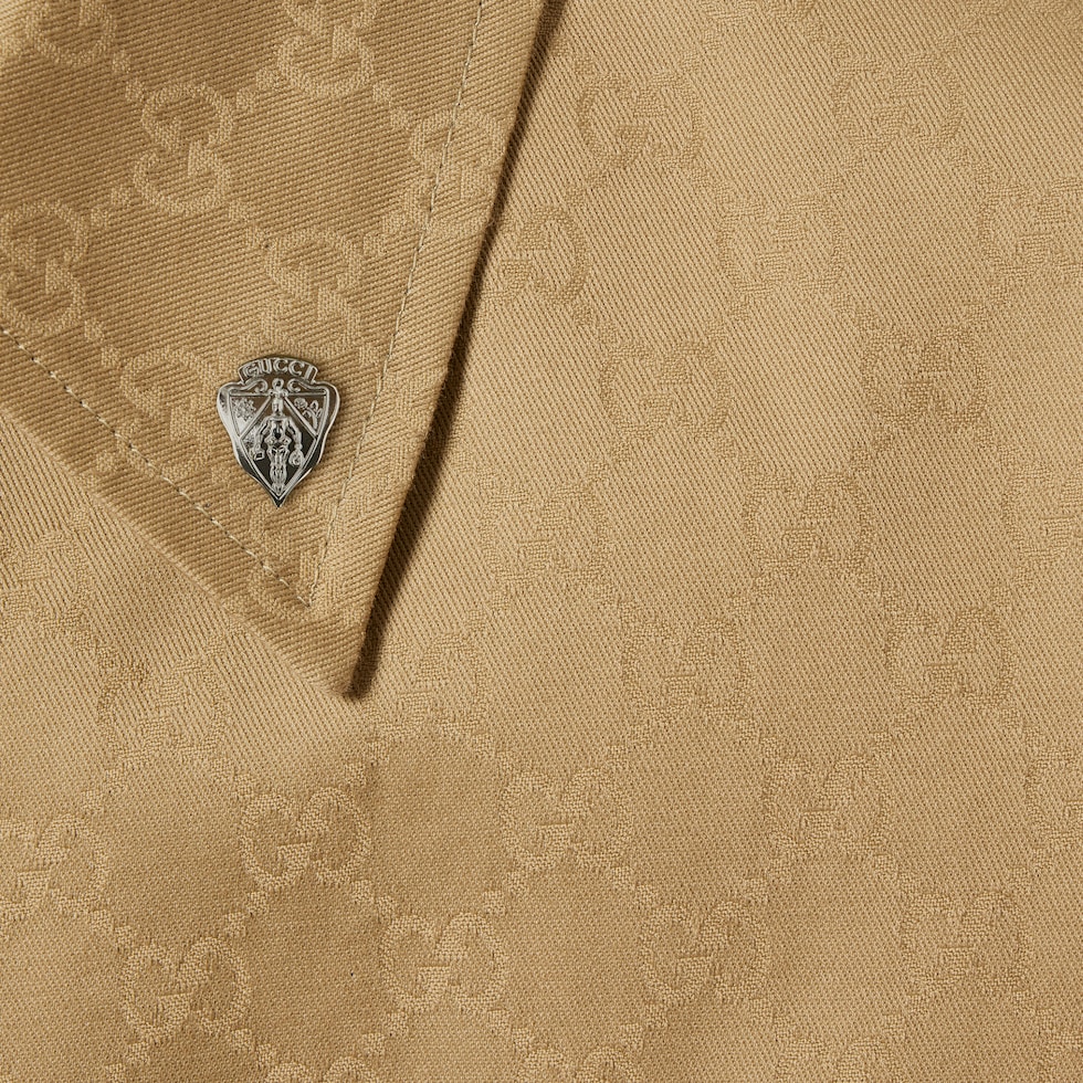 GG cotton gabardine coat in beige | GUCCI® SG