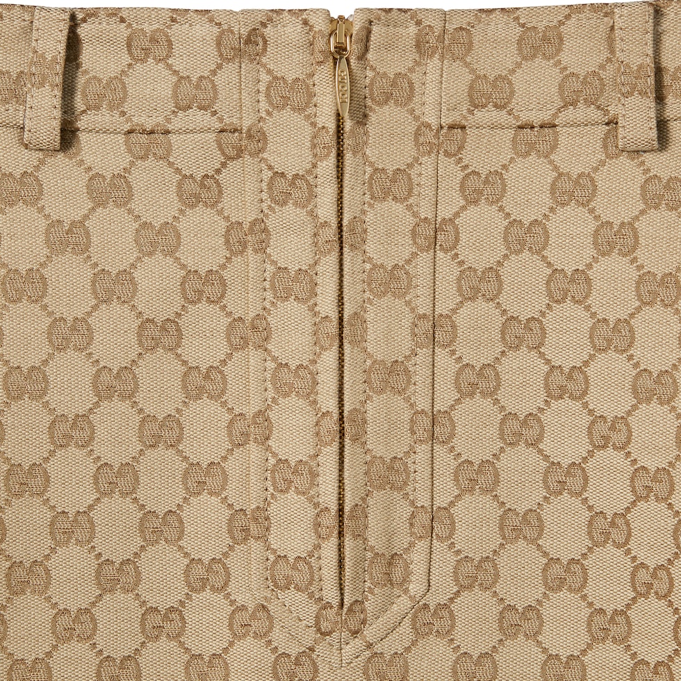 GG cotton canvas fabric skirt in sand | GUCCI® SA