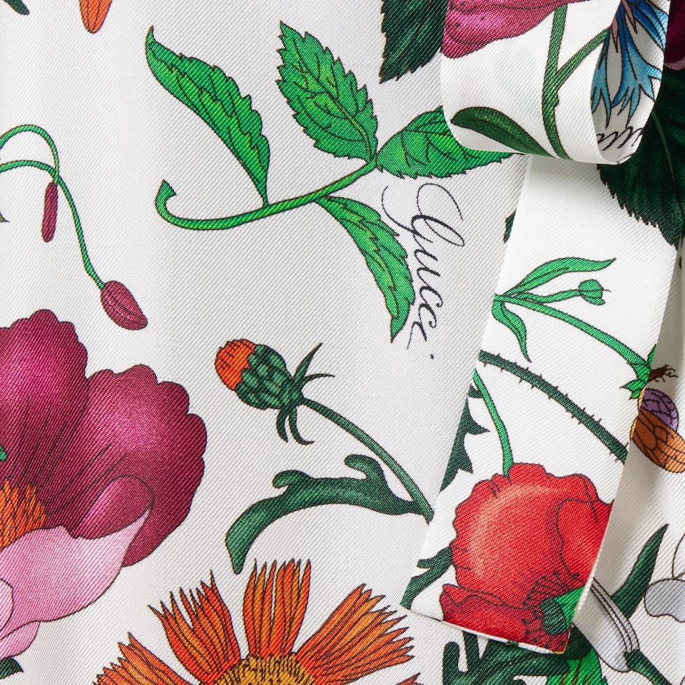 Printed silk twill dress in multicolor | GUCCI® SG